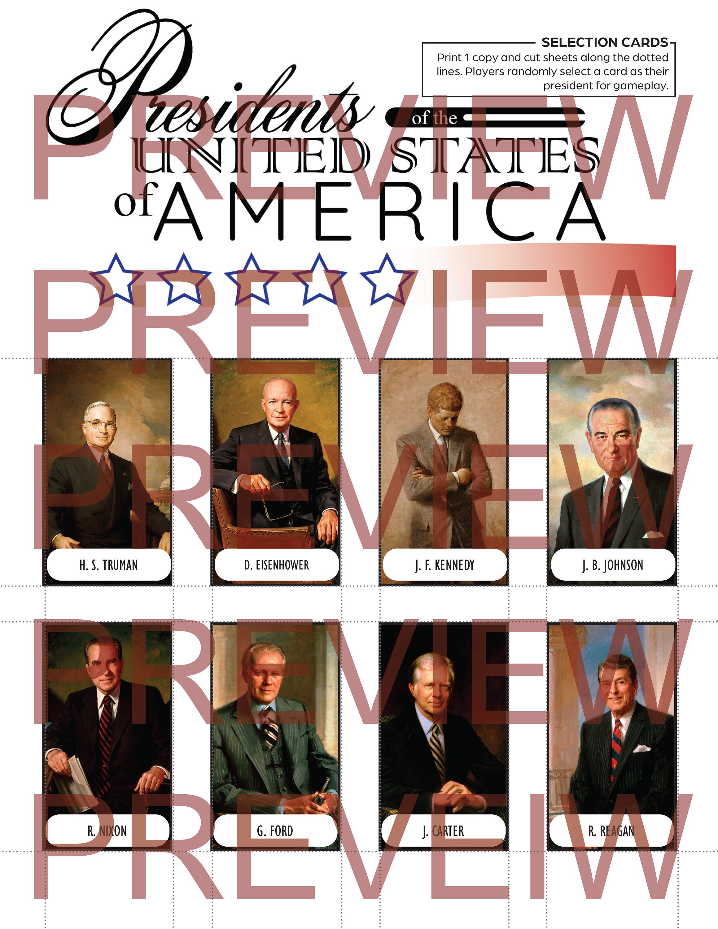 Presidents of the USA Guessing Game Pieces Printable - Etsy