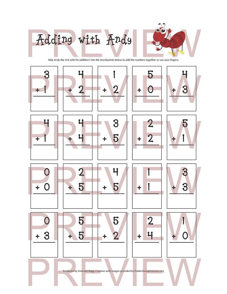 Adding With Andy Activity Sheet - Etsy