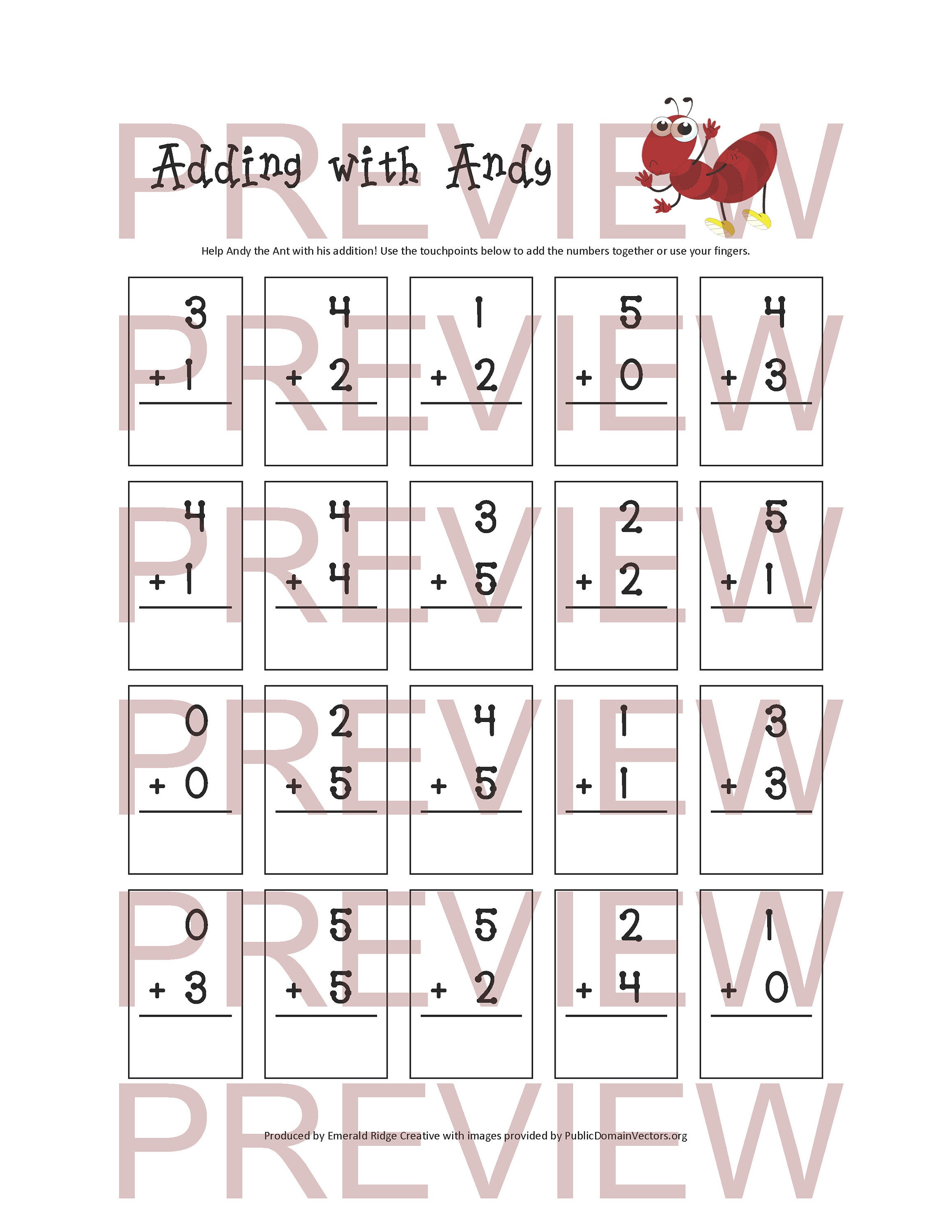 Adding With Andy Activity Sheet - Etsy