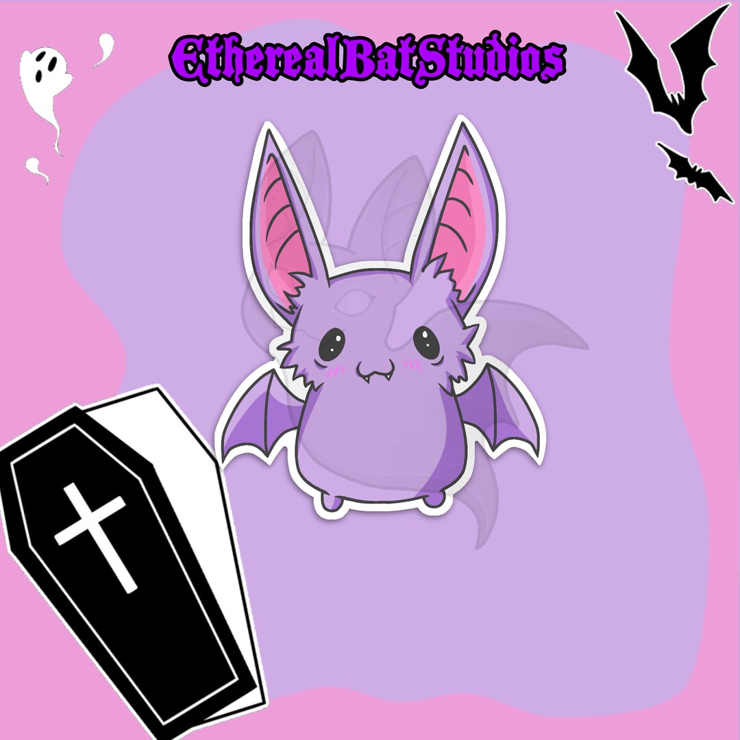Kawaii Sleepy Bat Vinyl Sticker| Water Bottle, Planner, Scrap Book ...