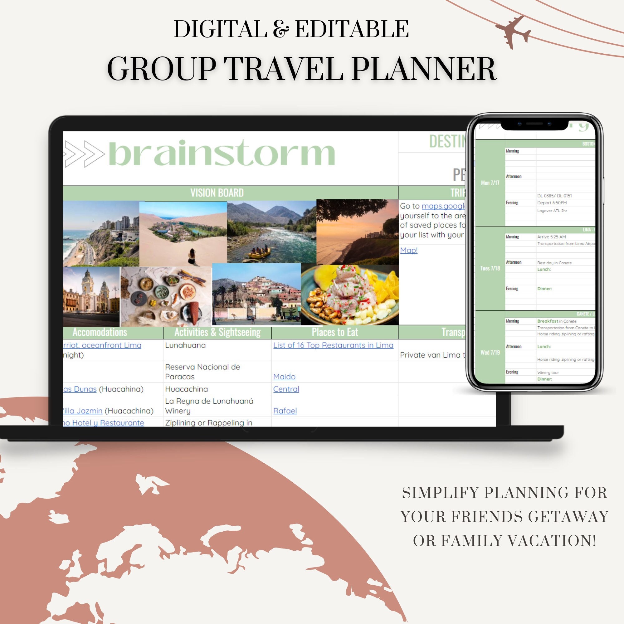 Group Travel Planner (EDITABLE) - Etsy