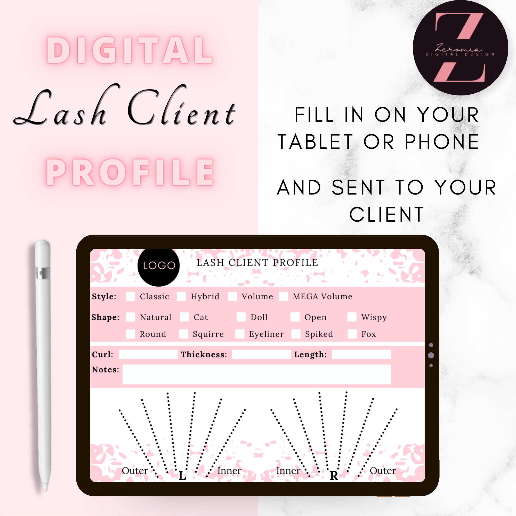 Lash Client Profile, Digital Template, Eyelash Extensions, Client ...