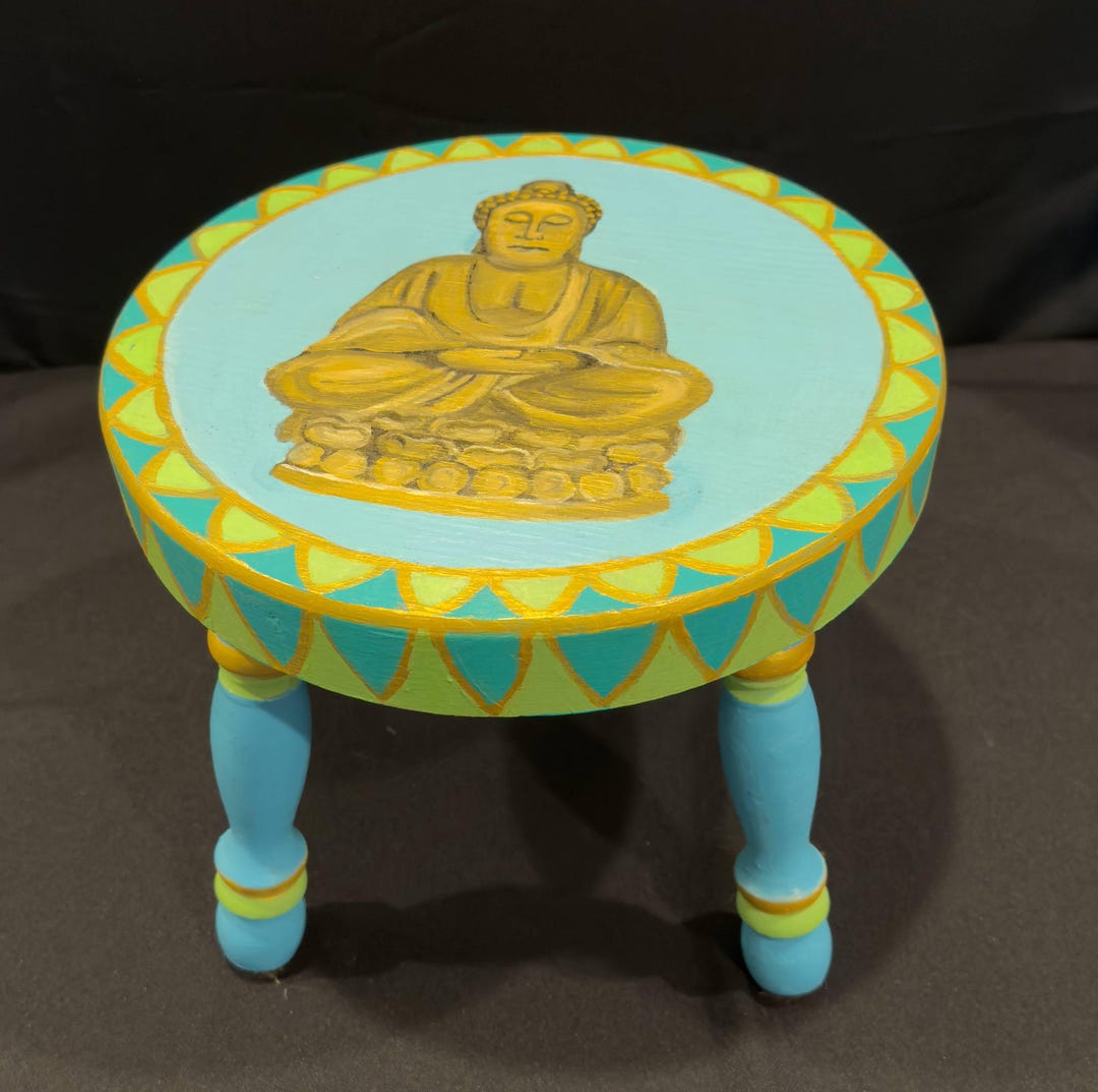 Hand Painted Buddha/buddhist Stool - Etsy