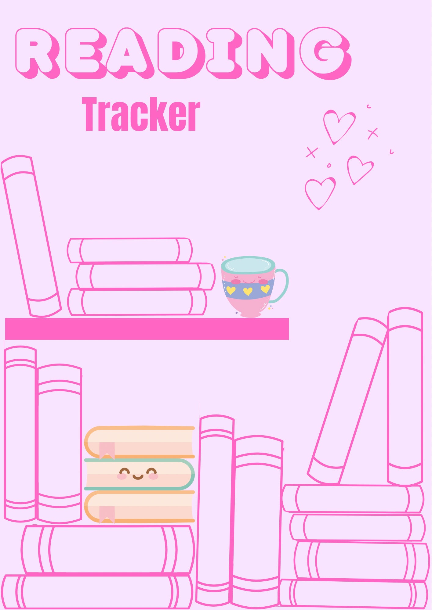 KAWAII READING TRACKER Pdf - Cute Kawaii Aesthetics Reading Tracker ...