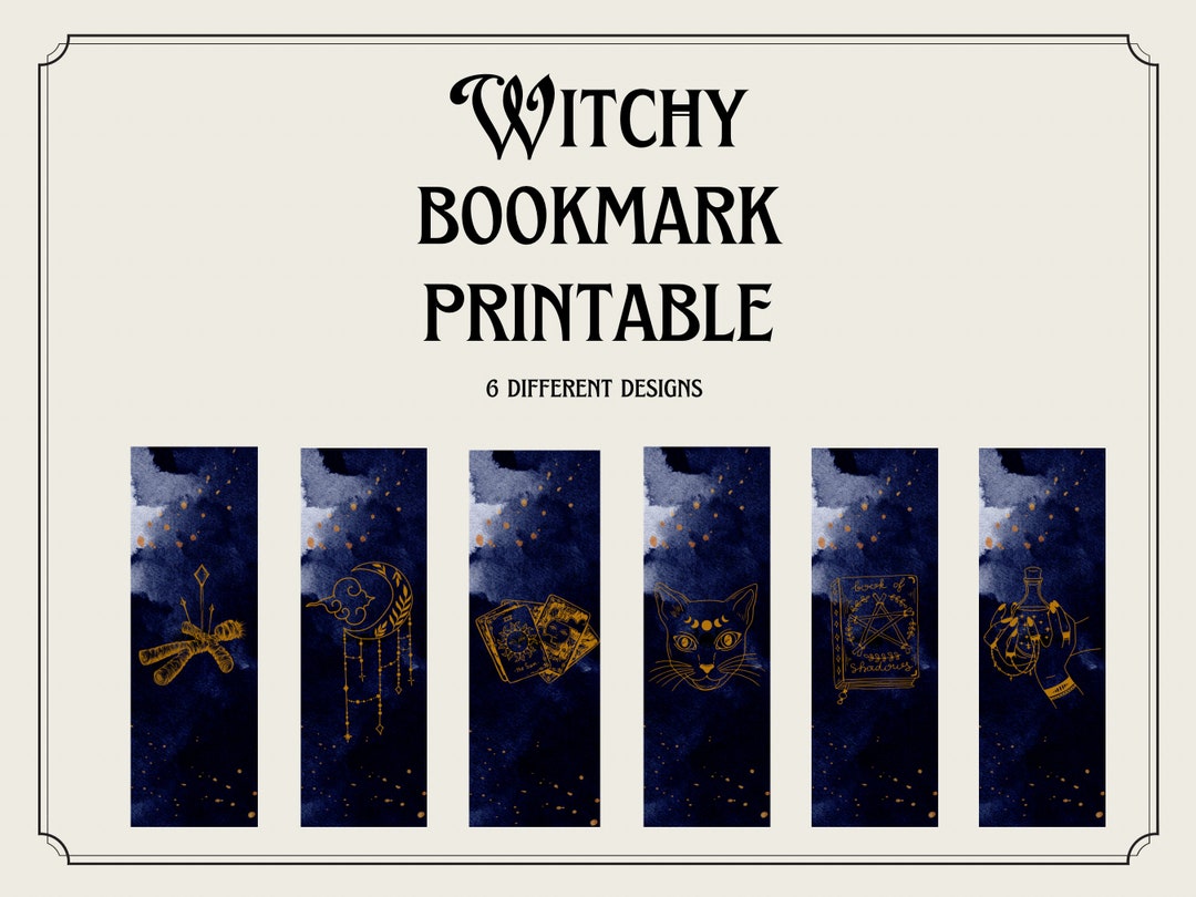 WITCHY BOOKMARK PRINTABLE - Pack of 6 Witchy Bookmark Printables - Etsy