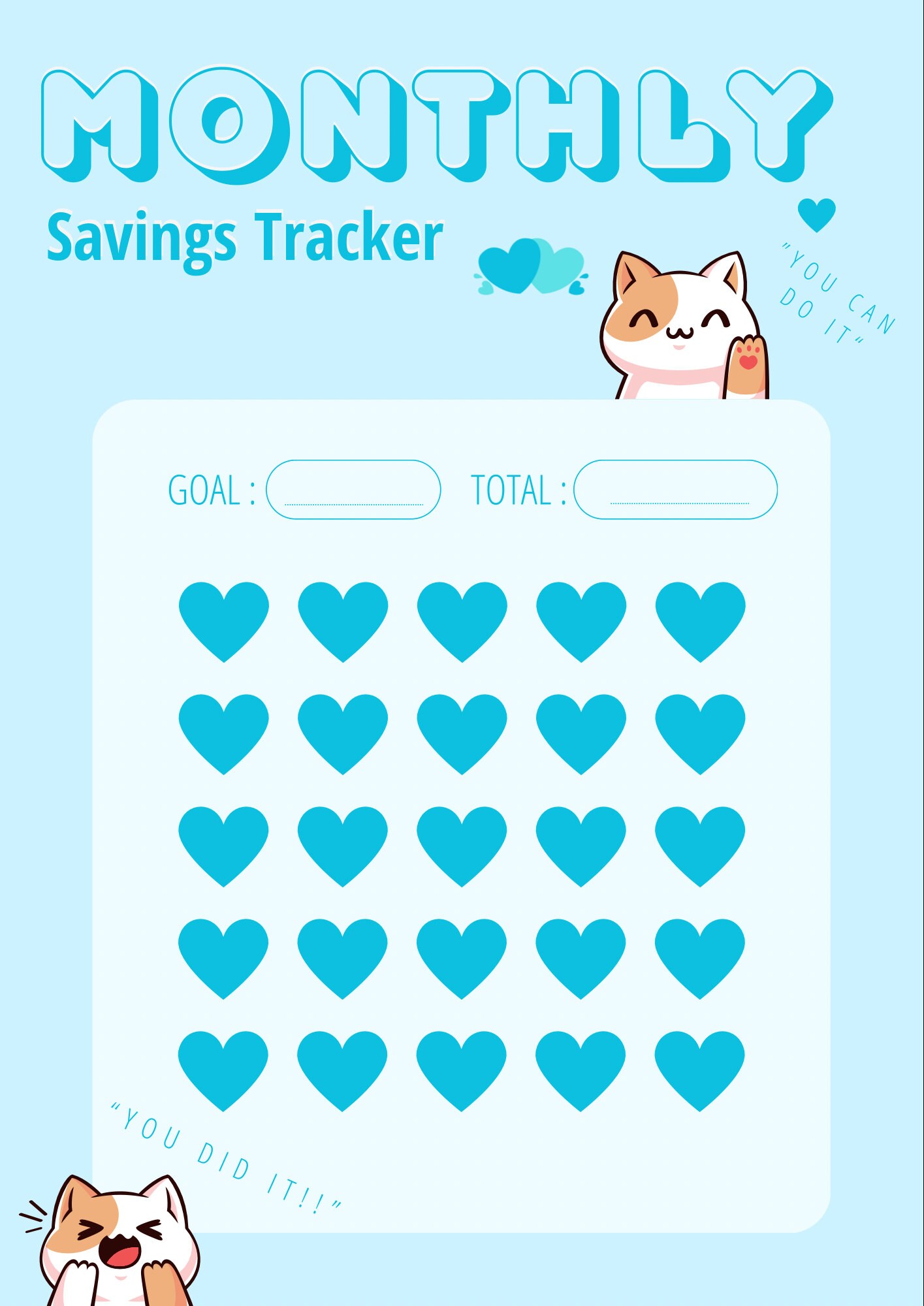 KAWAII SAVINGS TRACKER Pdf Cute Kawaii Aesthetics Savings Planner ...