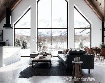 3D Rendering Custom Photorealistic Architecture House MODERN Kitchen ...