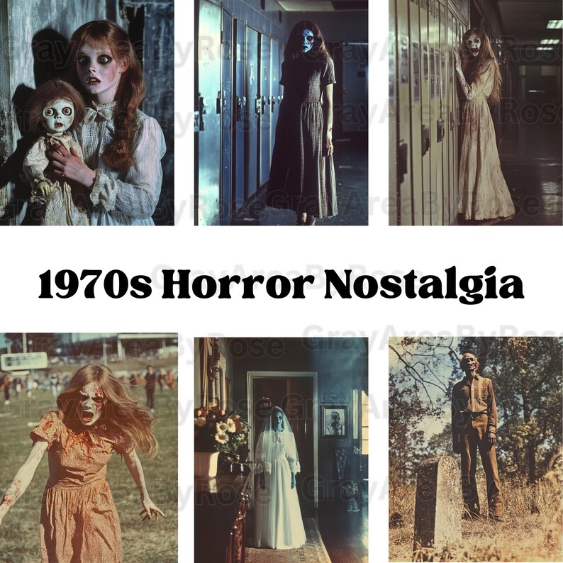 Retro 1970s Horror Photos, Digital Junk Journal Pages (digital Download ...