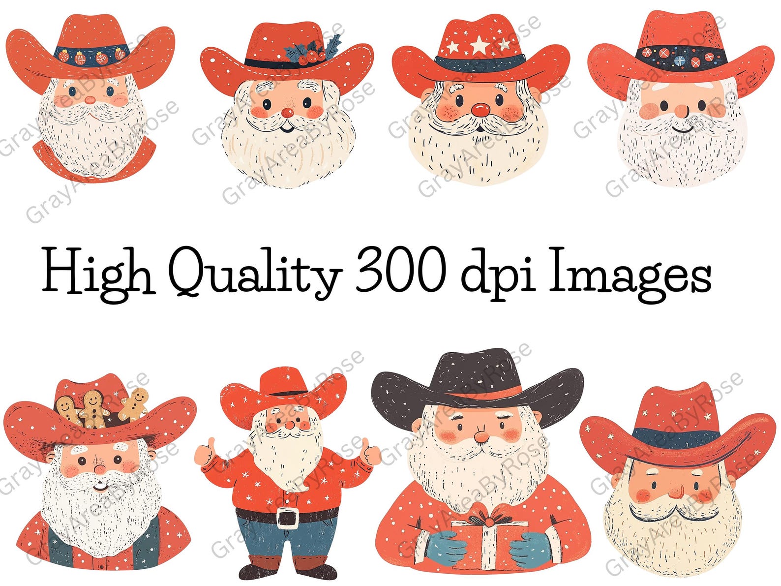 Cowboy Santa Claus Clipart Bundle, Wild West Png, Country Western ...