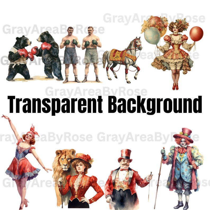 20 Watercolor Vintage Circus Clipart Bundle, Circus PNG, Vintage ...