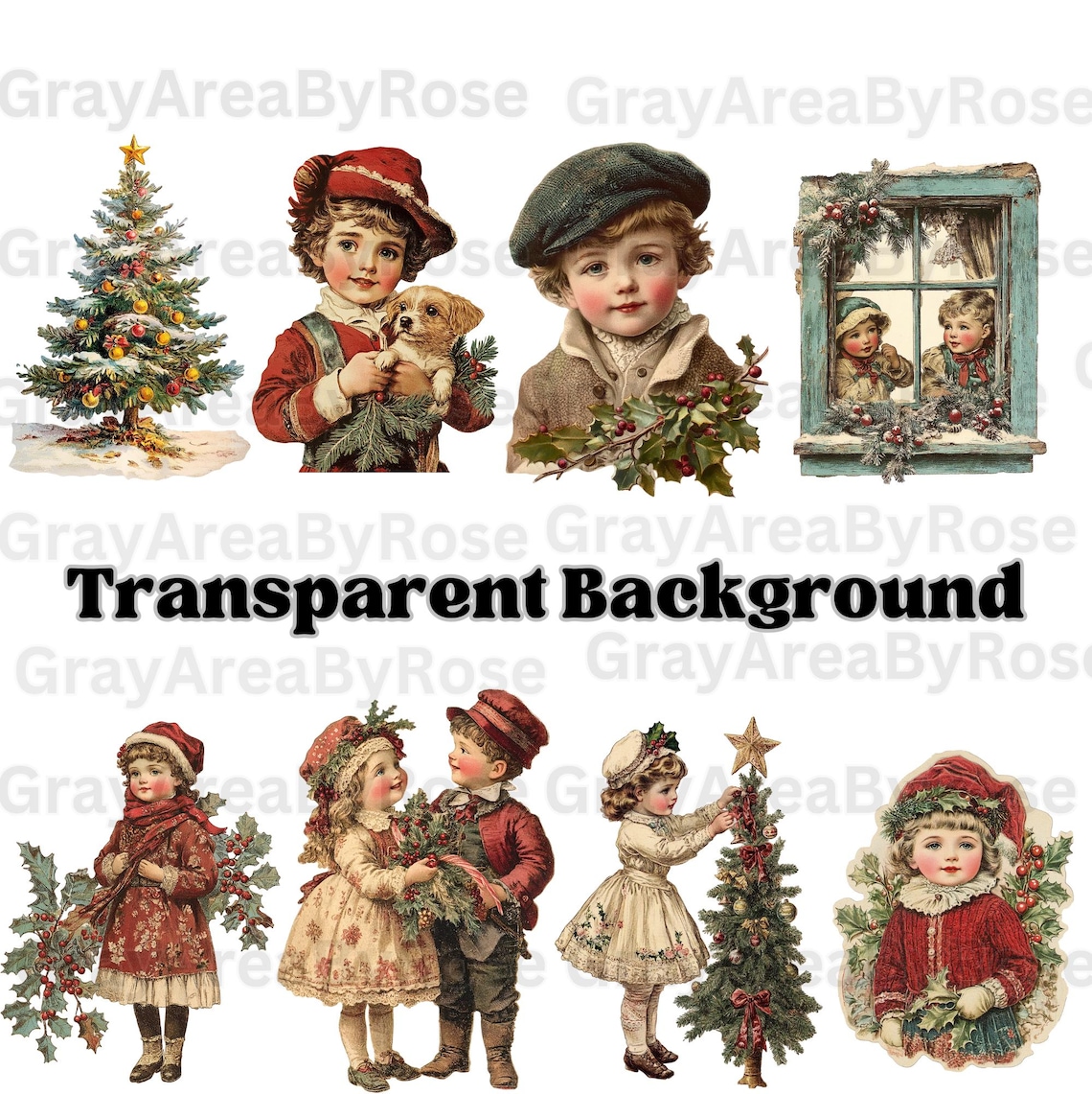 Victorian Christmas Clipart Bundle, Victorian Graphics, Vintage ...