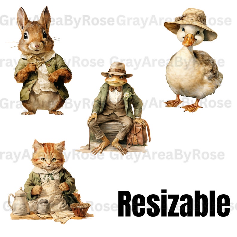 Cottagecore Animals Clipart Bundle, Junk Journal, Scrapbooking, Fantasy ...