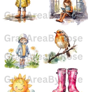 Watercolor Rainy Day Cozy Clipart Scrapbooking Junk Journal Invitations ...