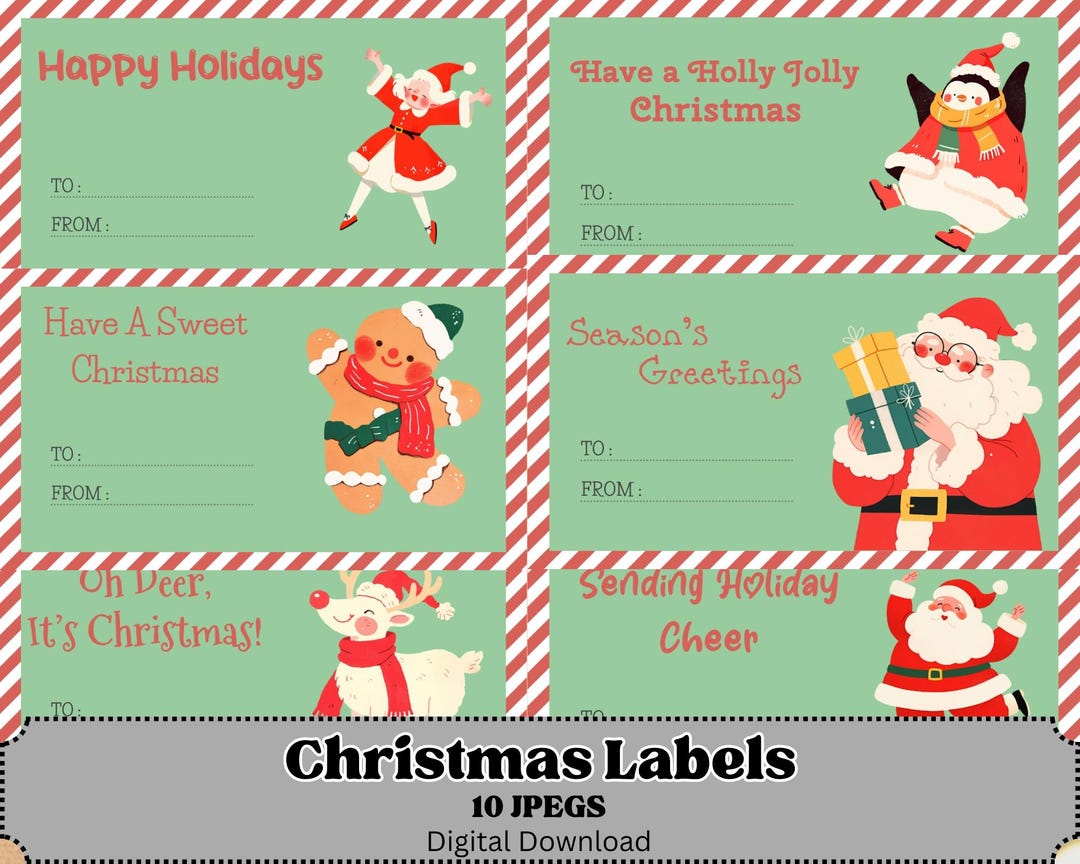 Printable Santa Gift Tags, Holiday Jpegs (digital Download) - Etsy