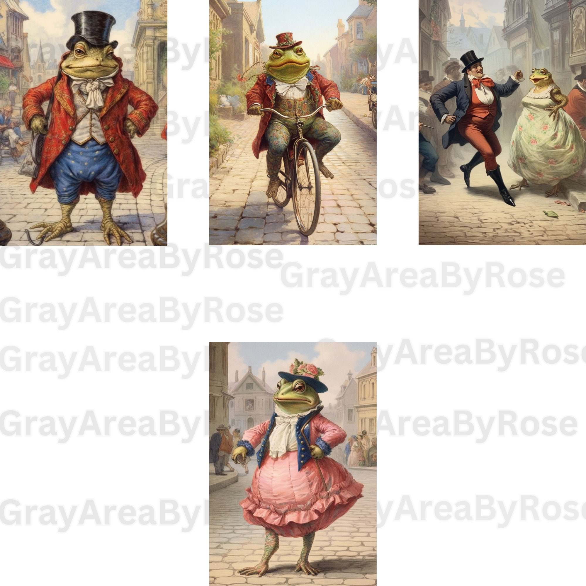 Vintage Victorian Frogs, Digital Paper Pack, Card Making, Journaling ...