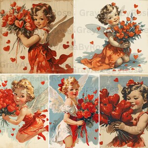 Valentine Cupid Digital Paper Pack, Vintage Inspired Valentine, Card ...
