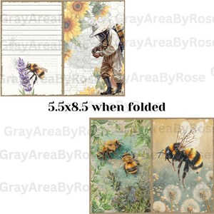 Watercolor Bee Journal Digital Journal, Junk Journal Paper, Vintage Bee ...
