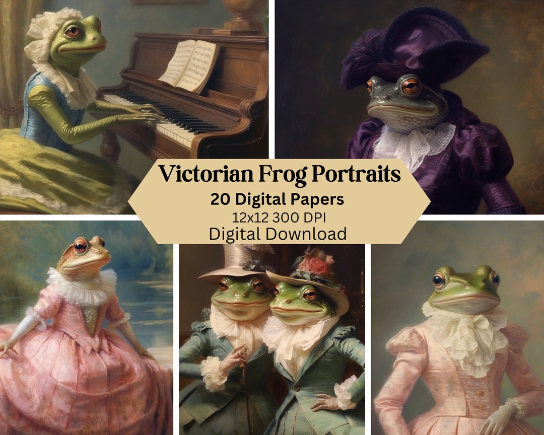 Vintage Victorian Frog Portraits, Printable, Digital Paper Pack, Junk ...
