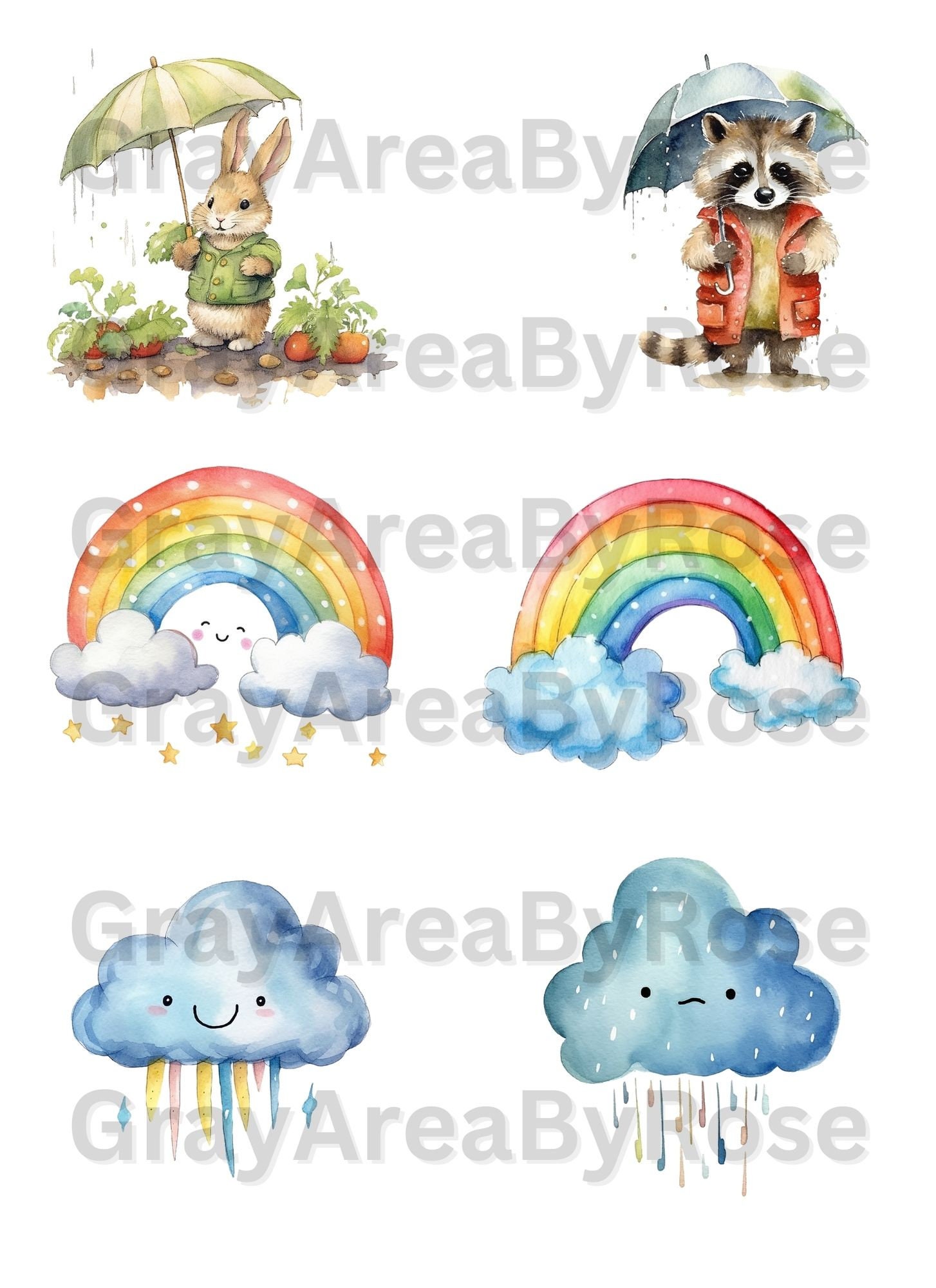 Watercolor Rainy Day Cozy Clipart Scrapbooking Junk Journal Invitations ...