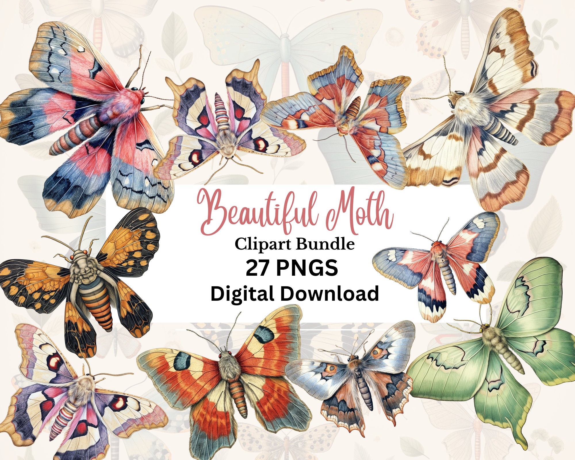 Moth Clipart Bundle, Scrapbooking, Junk Journal, PNGS, 300 DPI ...
