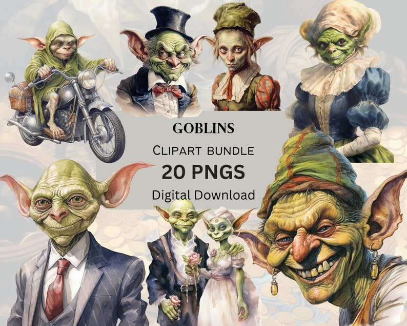 Watercolor Goblin Clipart Fantasy Clipart Junk Journal Scrapbooking PNG ...