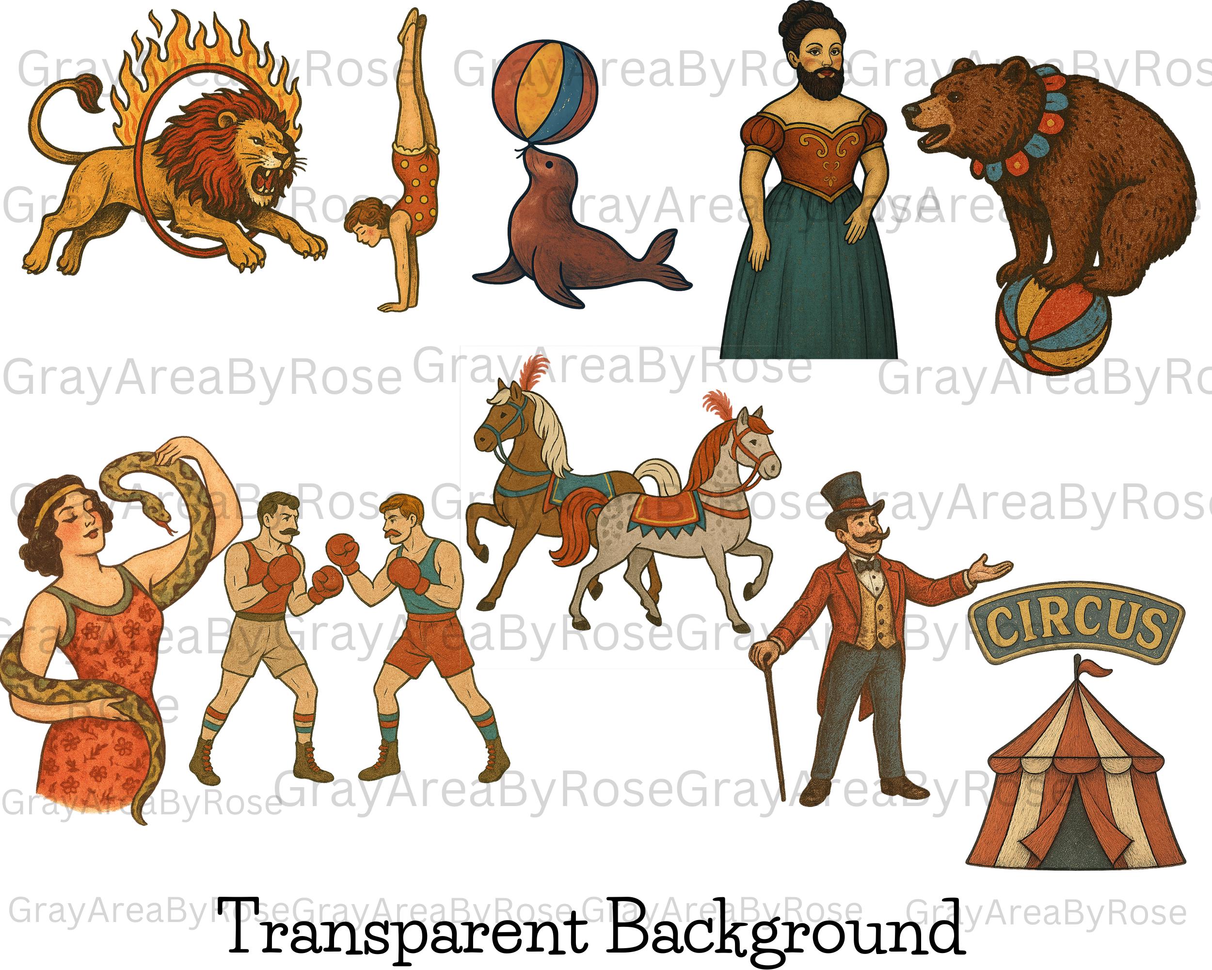 Vintage Inspired Circus Clipart Bundle, Junk Journal Elements ...