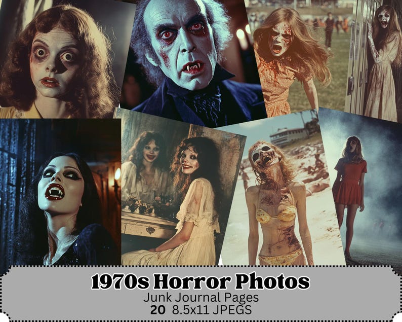 Retro 1970s Horror Photos, Digital Junk Journal Pages (digital Download ...