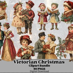 Victorian Christmas Clipart Bundle, Victorian Graphics, Vintage ...
