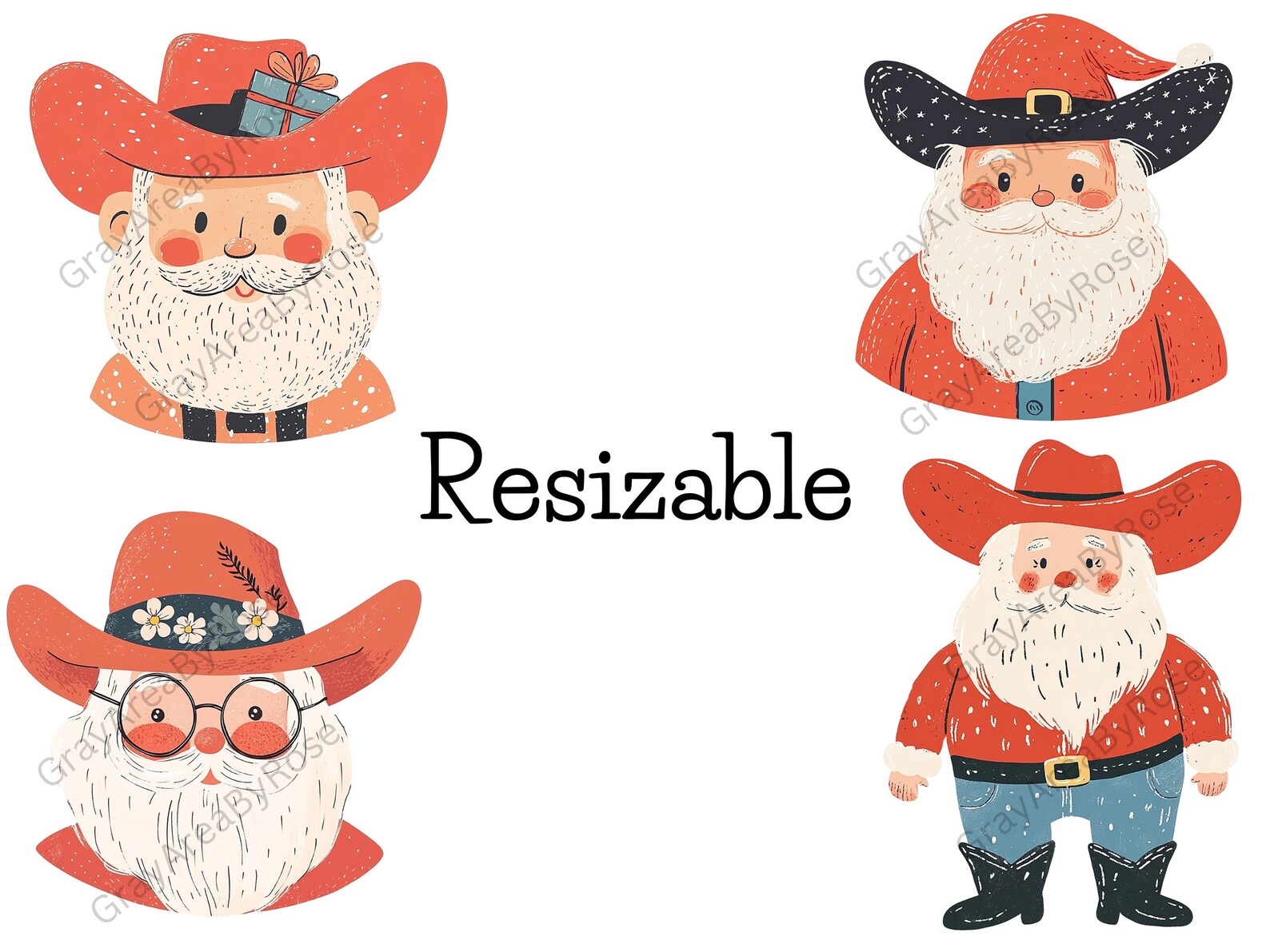 Cowboy Santa Claus Clipart Bundle, Wild West Png, Country Western ...