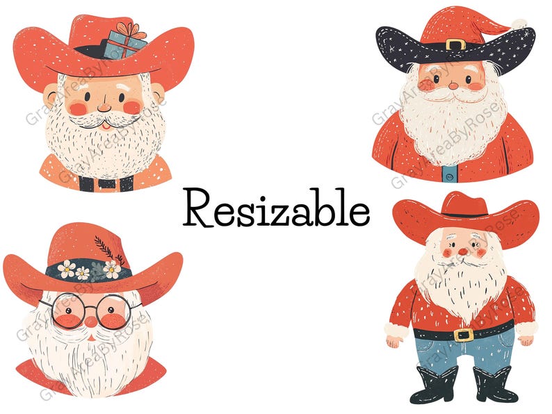 Cowboy Santa Claus Clipart Bundle, Wild West Png, Country Western ...