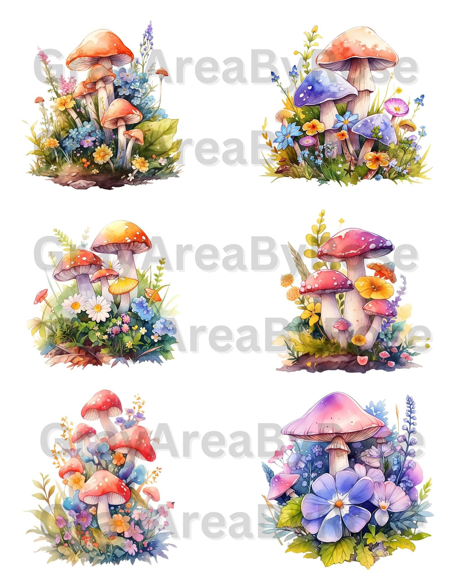 Mushroom Clipart Bundle, Watercolor Style (PNG, Digital Download) - Etsy