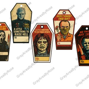 Retro Horror Gift Tags Printable | Coffin Tags | VHS Comic Style ...