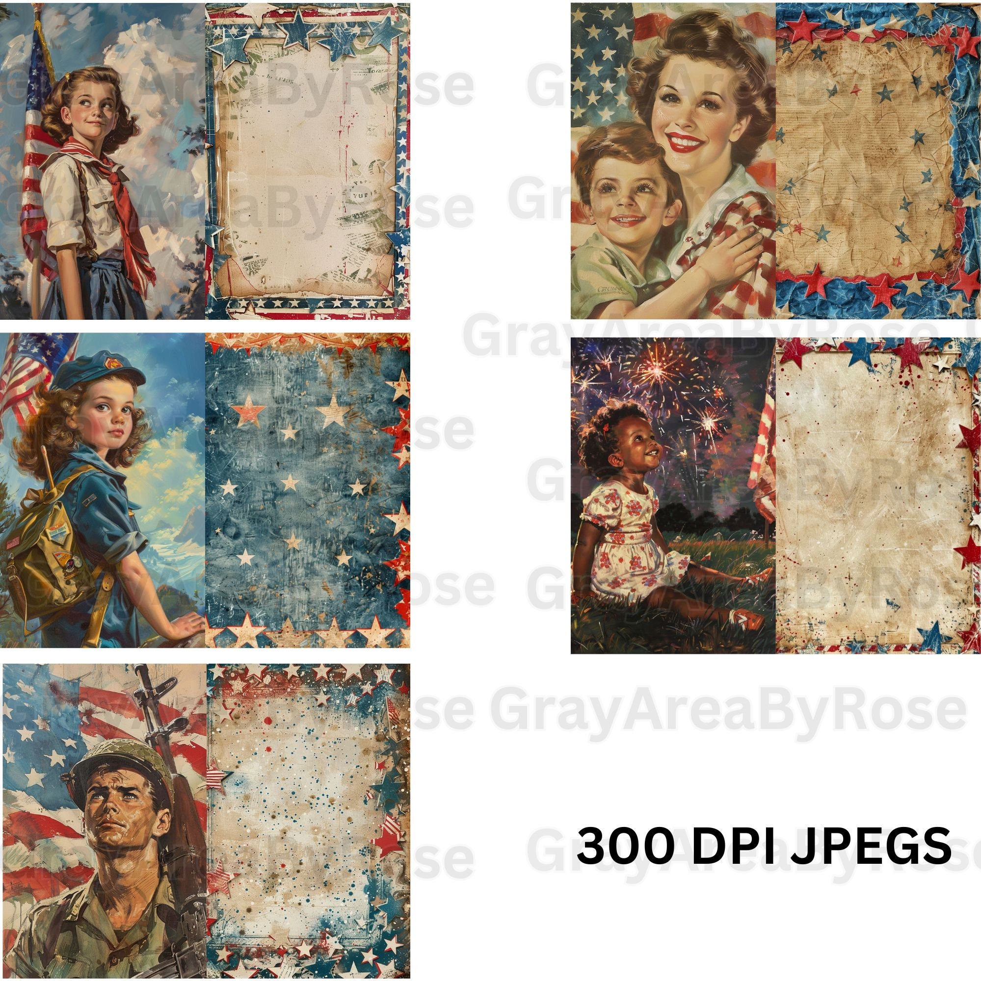 Vintage Fourth of July Junk Journal Pages, Patriotic Ephemera, 1950s ...