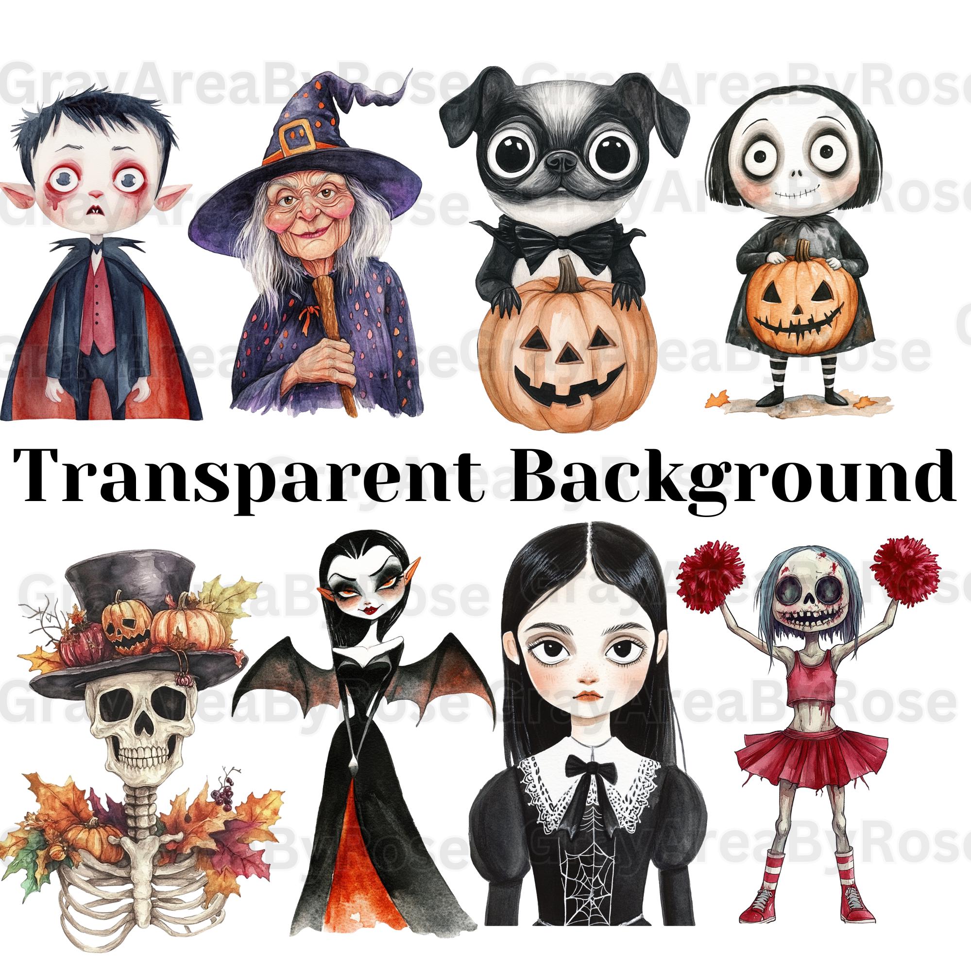Cute Halloween Clipart, Watercolor Halloween, PNG, Cute Ghost, Jack O ...