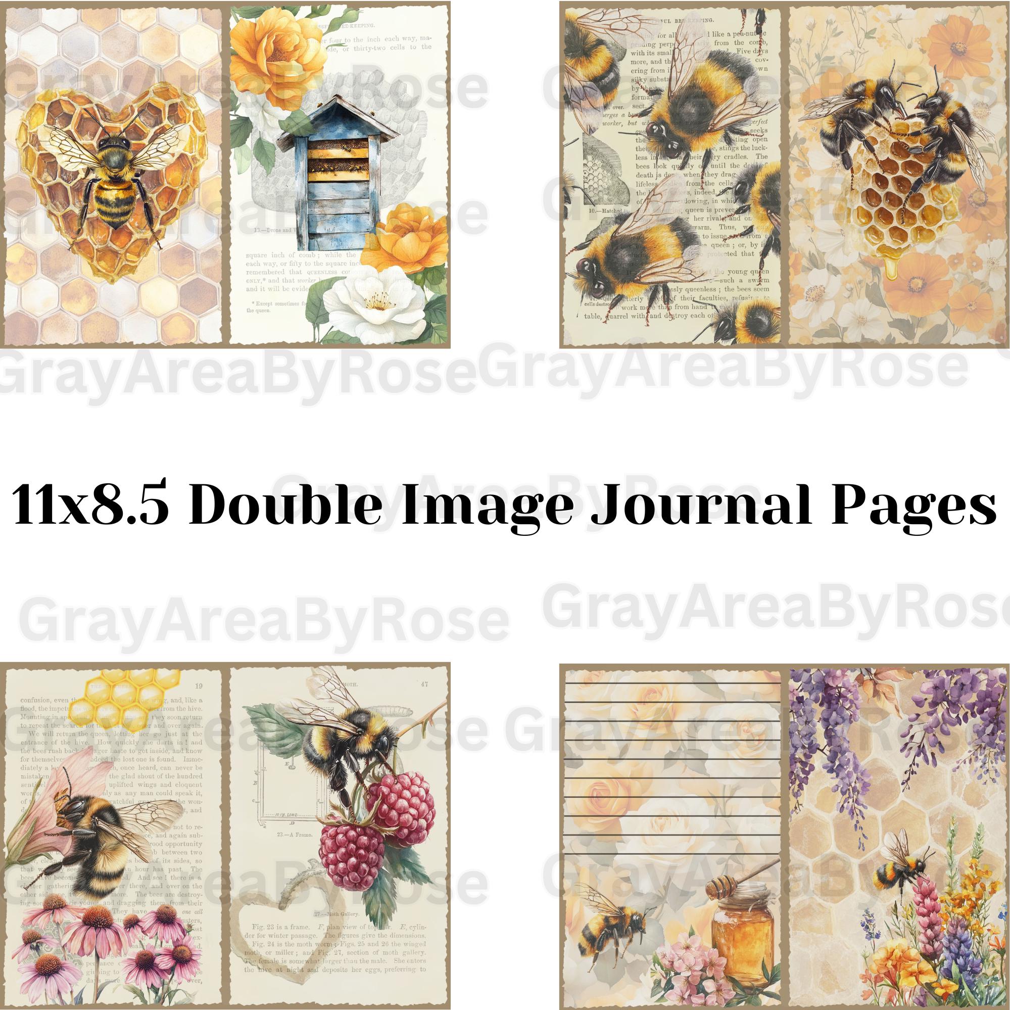 Watercolor Bee Journal Digital Journal, Junk Journal Paper, Vintage Bee ...