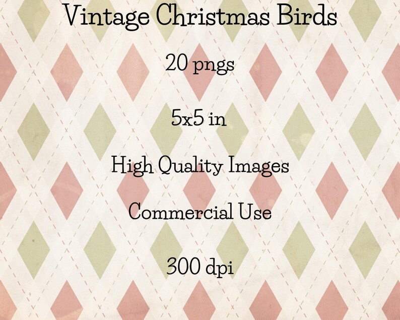Christmas Bird Clipart Bundle, Vintage Inspired, Christmas Card Art ...