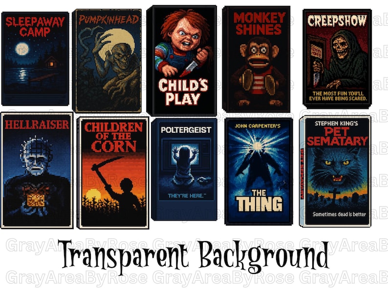 Pixel Horror VHS Covers and Tapes | Retro Halloween Clipart Bundle ...