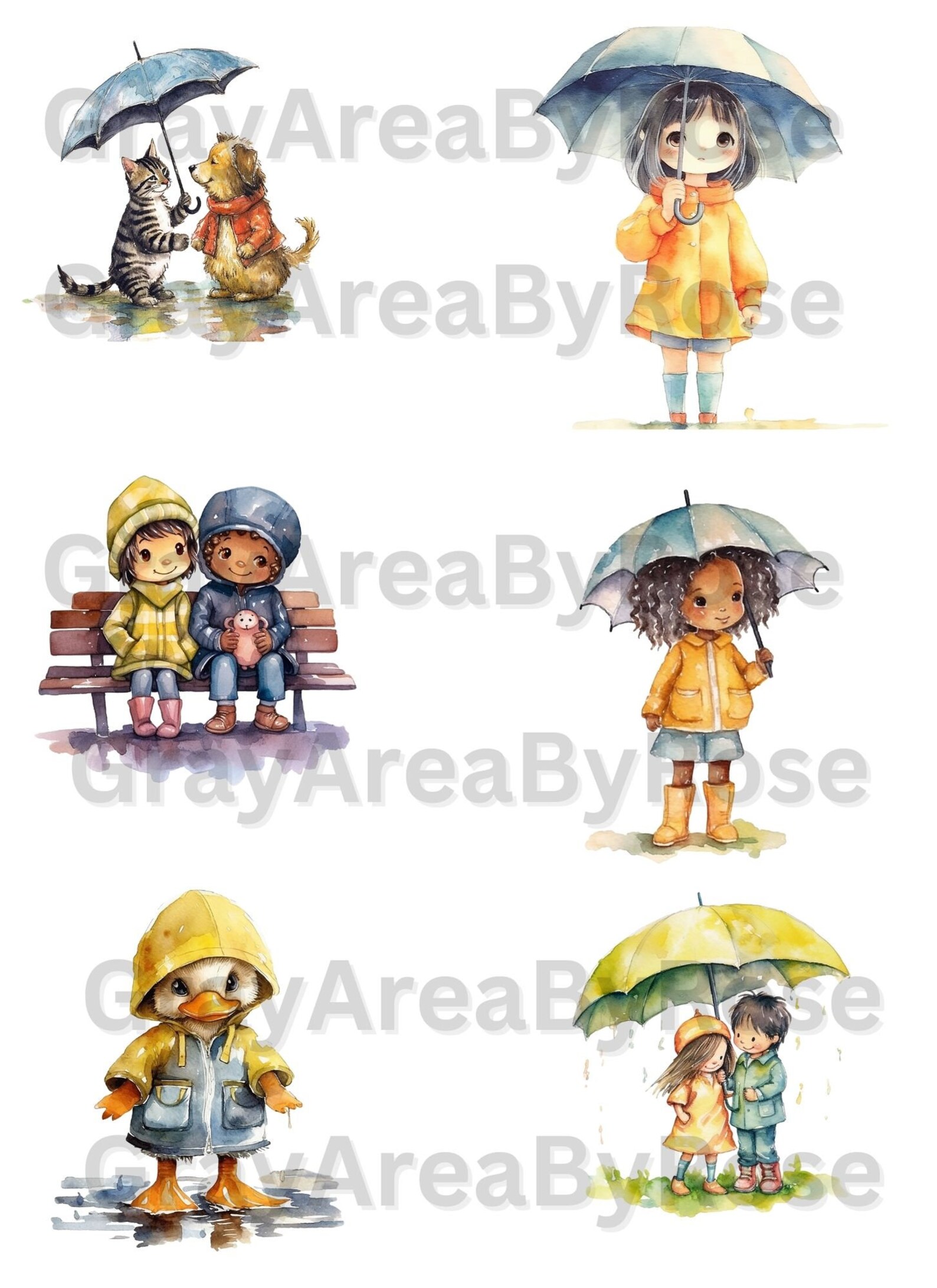 Watercolor Rainy Day Cozy Clipart Scrapbooking Junk Journal Invitations ...