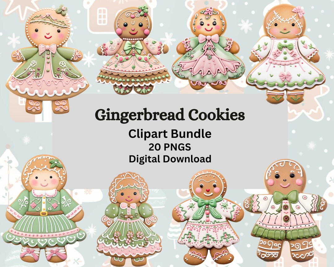 Gingerbread Cookie Clipart Bundle, Christmas Gingerbread Cookies ...