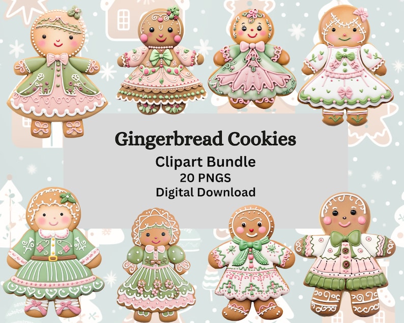 Gingerbread Cookie Clipart Bundle, Christmas PNG (commercial Use) - Etsy