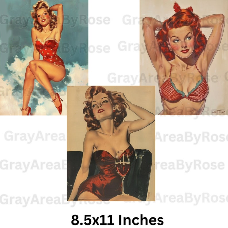 1950s Pinup Girl Portraits Retro Digital Art Digital Download Etsy