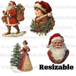Victorian Christmas Clipart Bundle, Victorian Graphics, Vintage ...