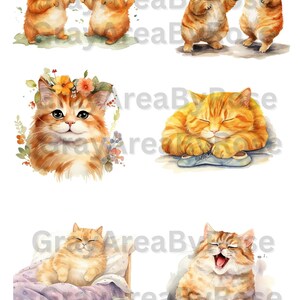 Watercolor Orange Cat Clipart Scrapbooking Junk Journal Invitations ...