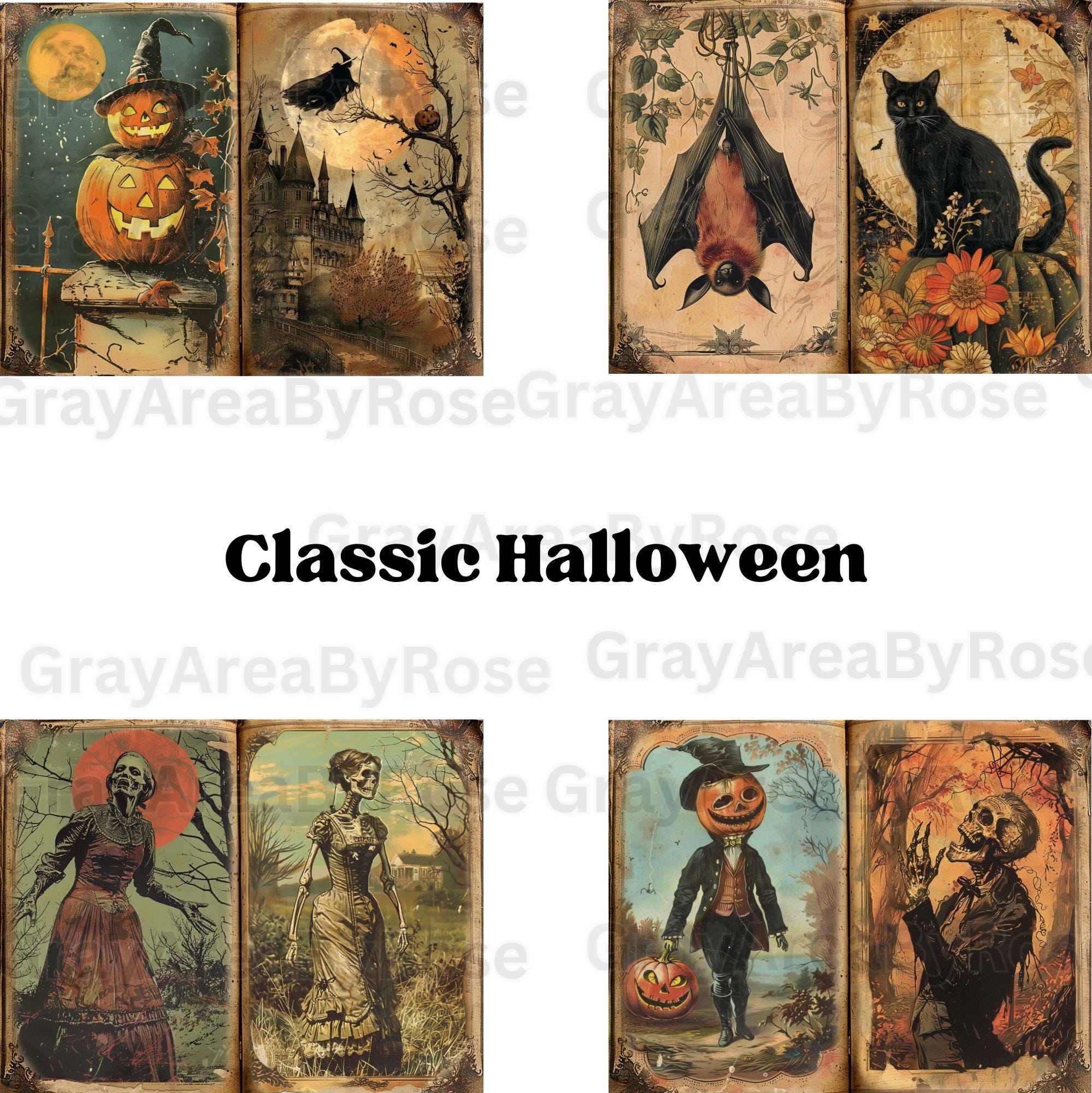 Halloween Junk Journal, Vintage Ephemera, Junk Journal Kit, Card Making ...