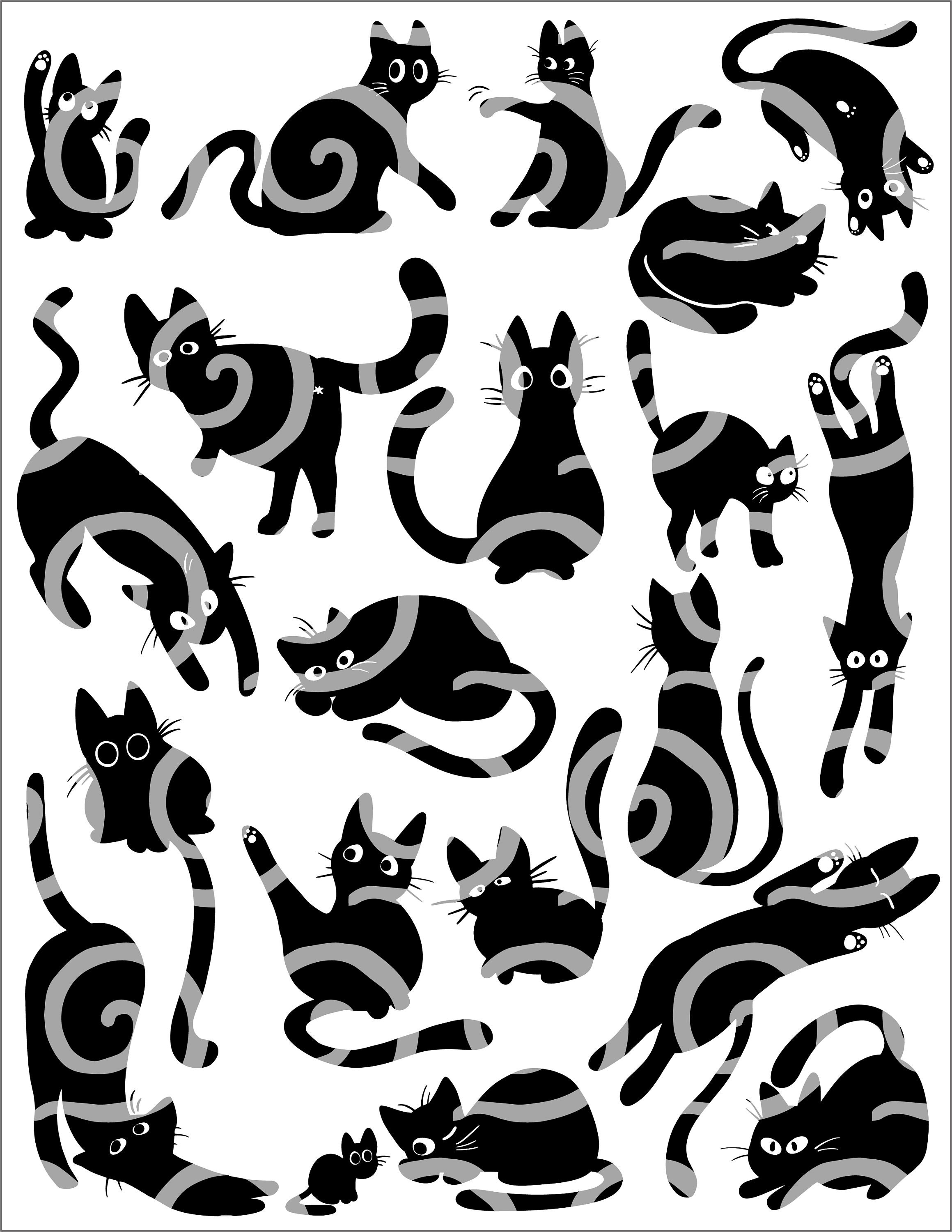 Black Cats Layered Vector Clipart Svg, Png, Pdf - Etsy