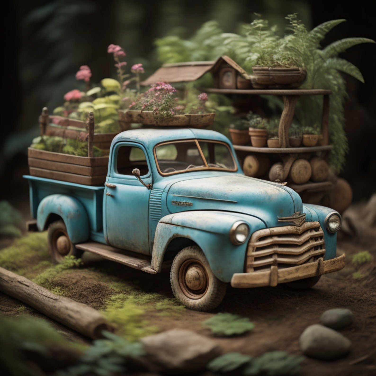 Vintage Truck Wall Art, Print on Demand Art, Old Truck Digital Art ...