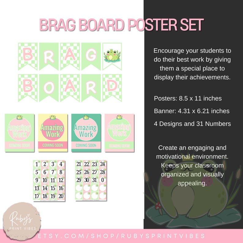 Brag Board Poster Set - Display Your Students' Amazing Work | Includes ...