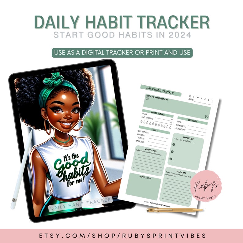 Daily Habit Tracker Digital Printable Everyday Habit Tracker Goodnotes ...