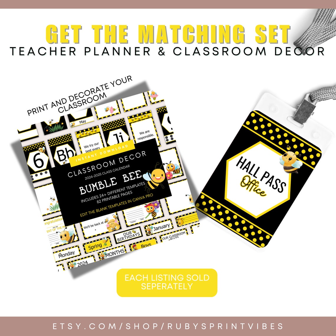 2024 2025 Printable Teacher Planner With a Bumble Bee Theme Can Be Used ...