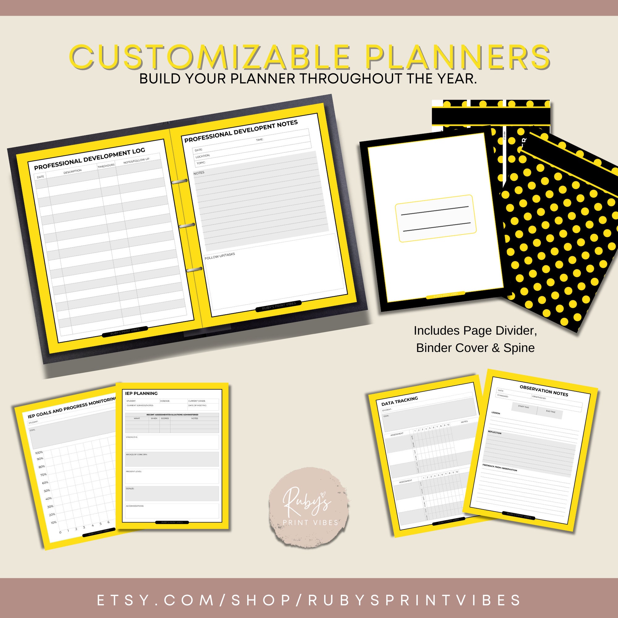 2024 2025 Printable Teacher Planner With a Bumble Bee Theme Can Be Used ...